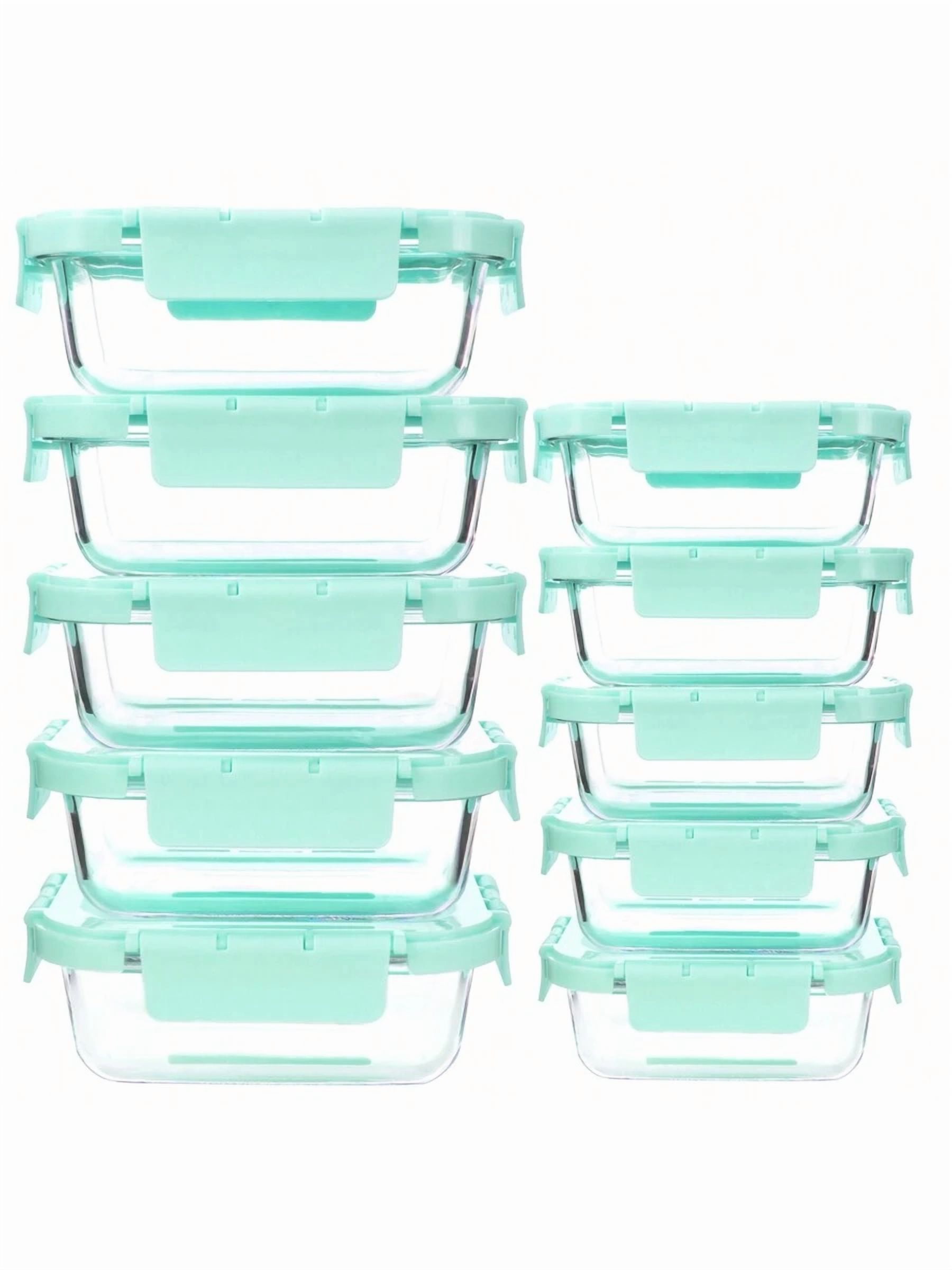 20-Pcs Glass Food Storage Containers Set with Lids, High Borosilicate ...