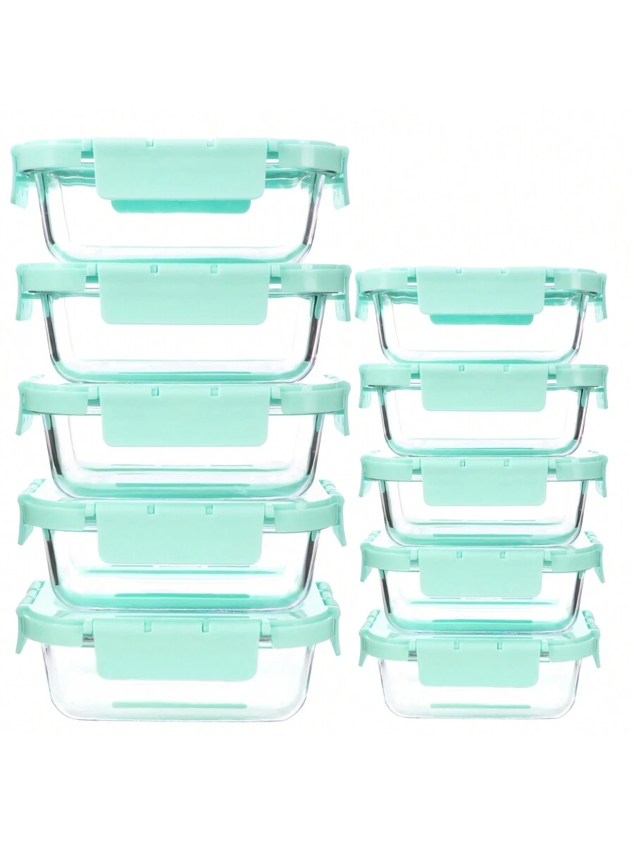 20-Pcs Glass Food Storage Containers Set with Lids, High Borosilicate ...