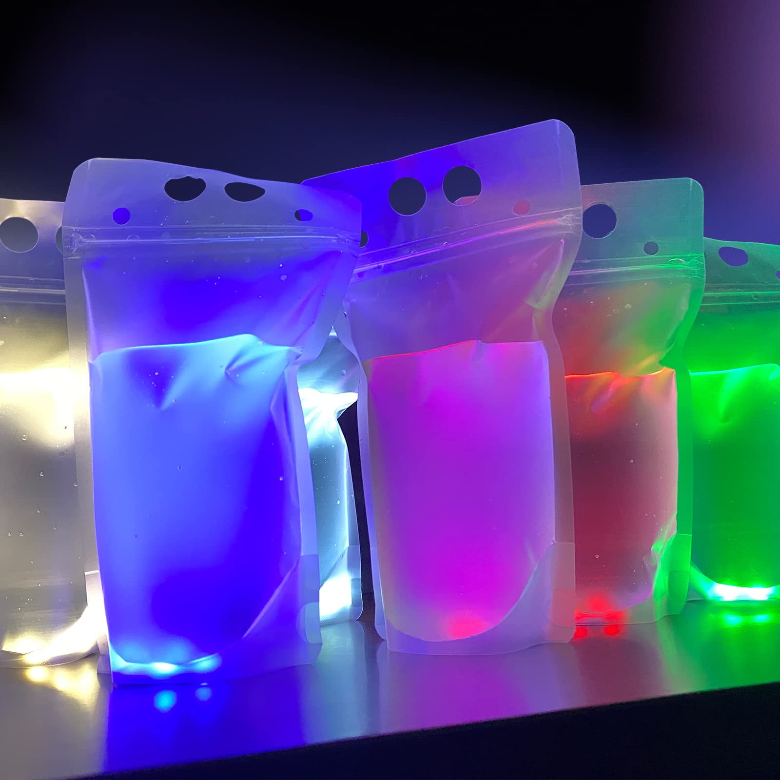 20 Pcs Glow in the Dark Drink Pouch Cups with 20 Straws, Light Up Cups ...