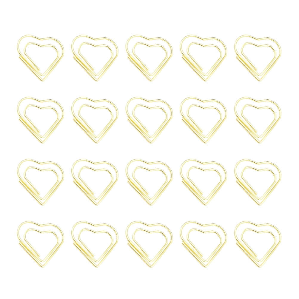 20 Pcs Gold Heart Paper Clips Office Supplies Portable Practical ...