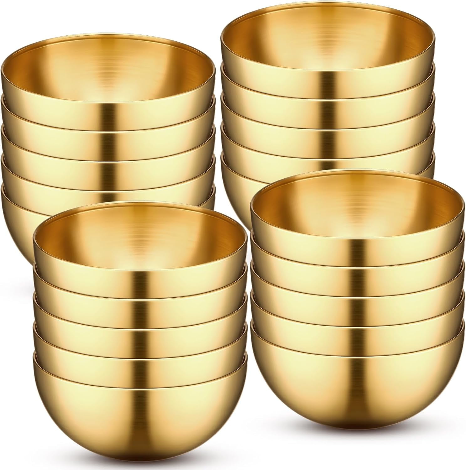 20 Pcs Gold Mixing Bowls Decorative Metal Stainless Steel Bowls for ...