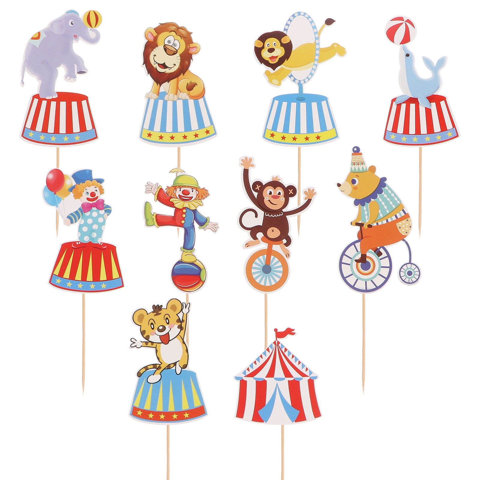 20 Pcs Gold Circus Cake Insert Themed Cupcake Toppers Decorations ...
