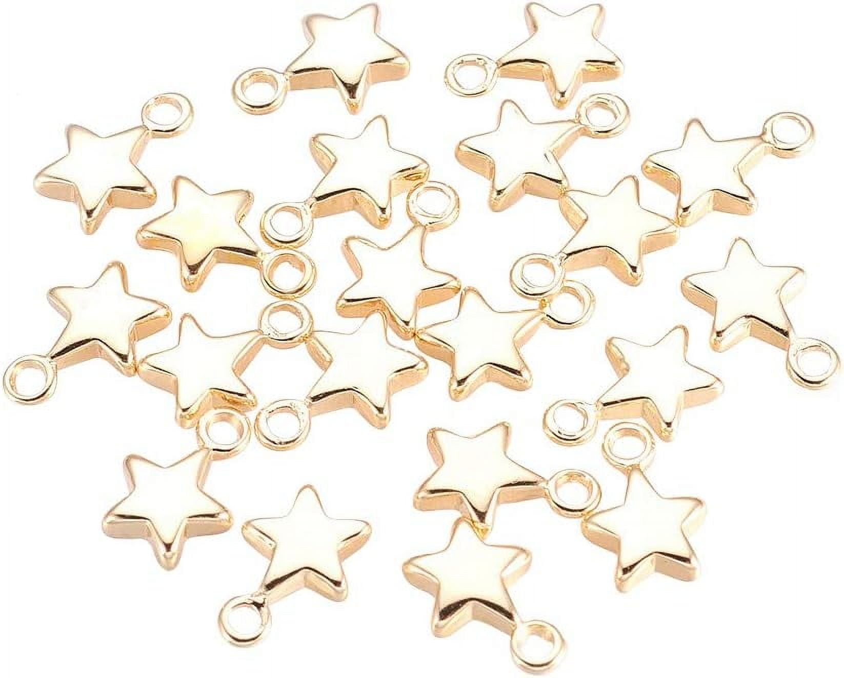 20 Pcs Gold Plated Brass Charms Star Real 18K Gold Plated Pendants ...