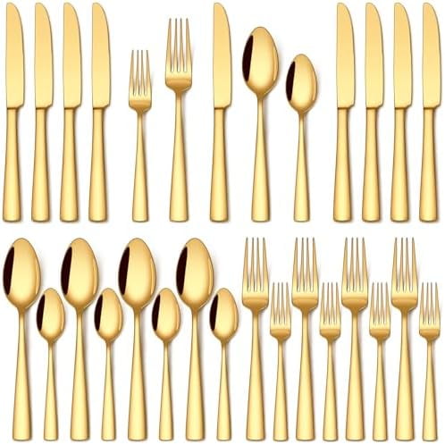20 Pcs Gold Silverware Set, Food-Grade Stainless Steel Flatware Sets ...