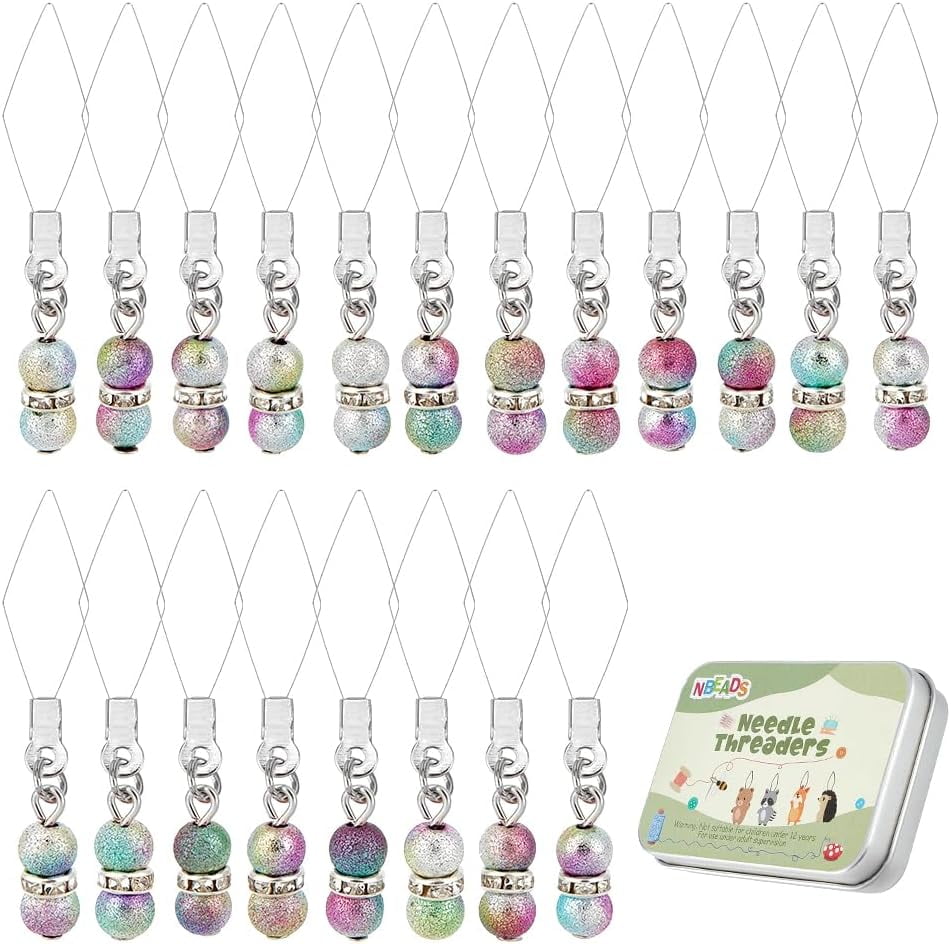 20 Pcs Gourd-Shaped Beads Needles Threader 304 Stainless Steel Sewing ...