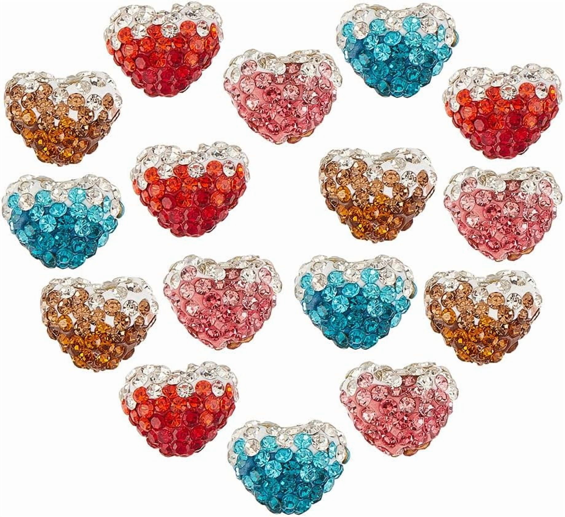 20 Pcs Grade A Heart Rhinestone Beads, 4 Gradient Colors Craft Love ...