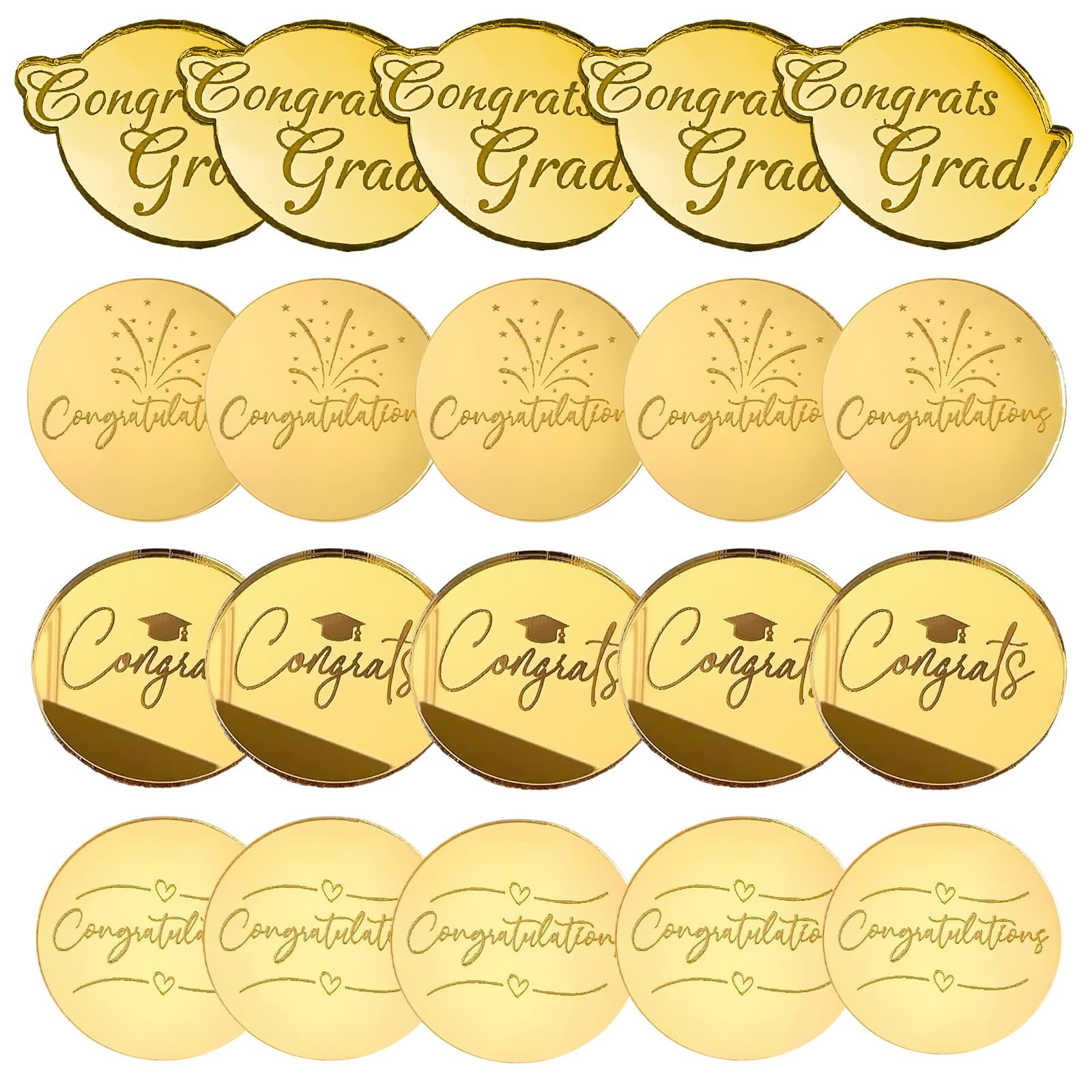 20 Pcs Graduation Cupcake Toppers Round BSL1 Acrylic Mirror Engraved ...