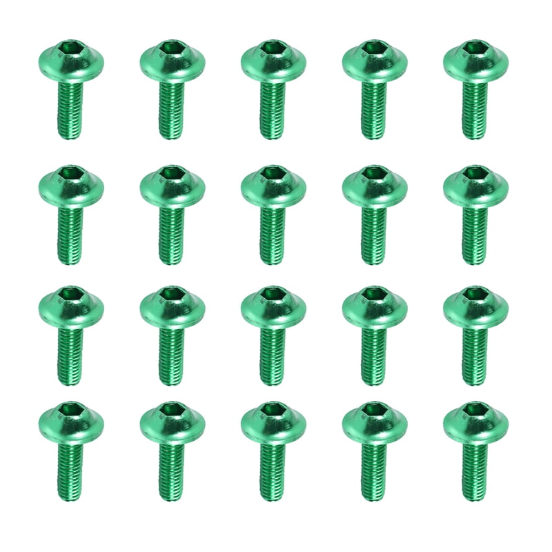 20 Pcs Green Aluminum Alloy Motorcycle Hexagonal Bolts Screws M6 ...