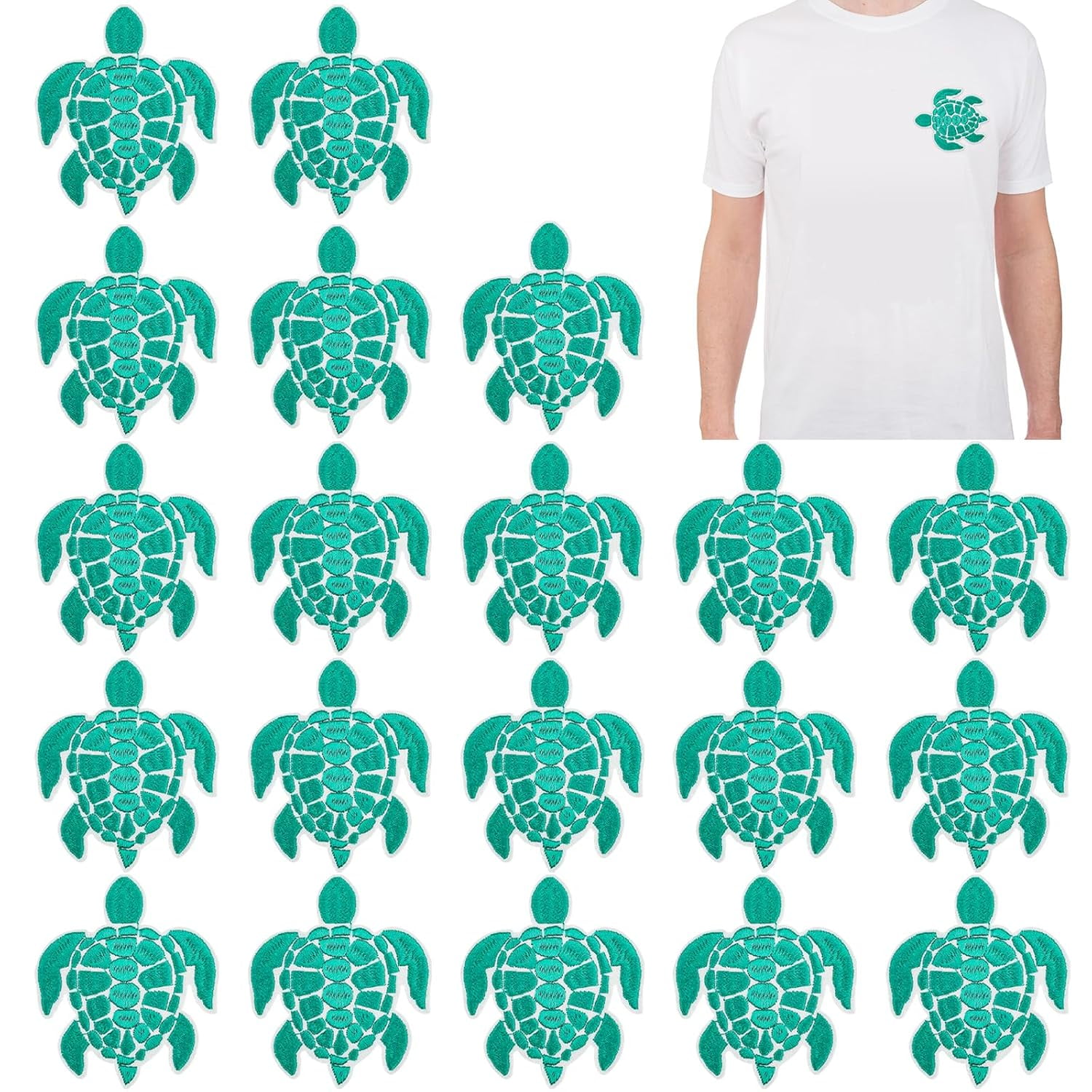 20 Pcs Green Turtle Embroidered Patches Vintage Sew Iron on Embroidered ...