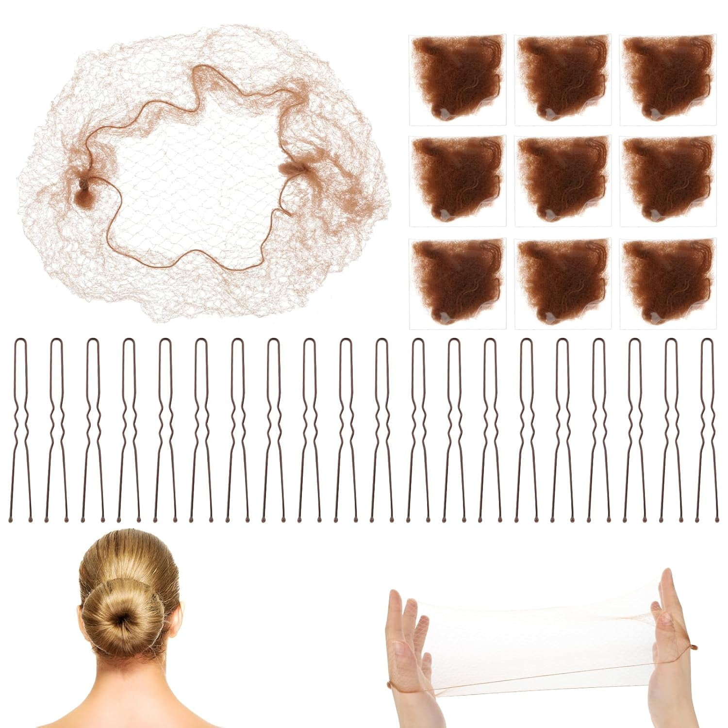 20 Pcs Hair Nets and 20 Pcs U Shaped Hair Pins, Hair Nets for Ballet ...