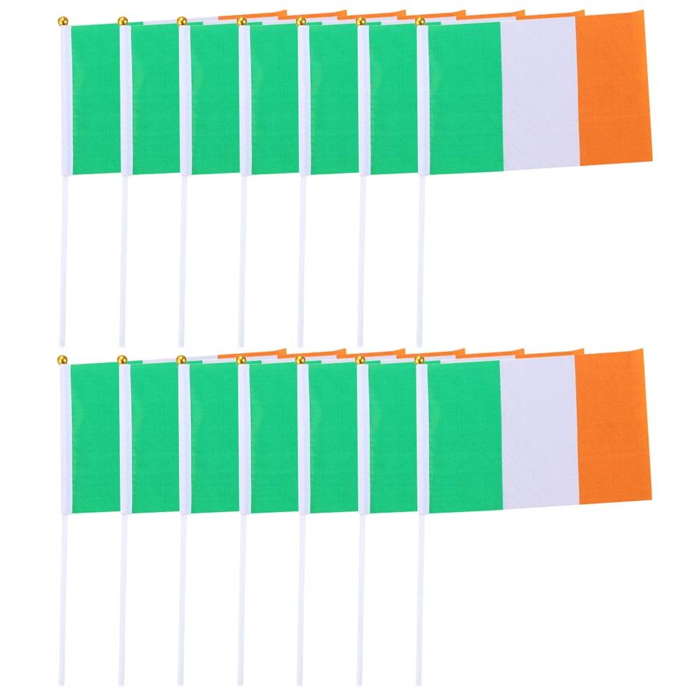 20 Pcs Hand Waving Flag Polyester Flags On Stick Ireland Decor ...