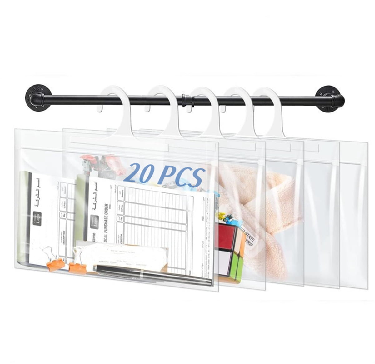 20 Pcs Hanging Storage Bags,Dustproof Plastic Bags with Large Hook ...