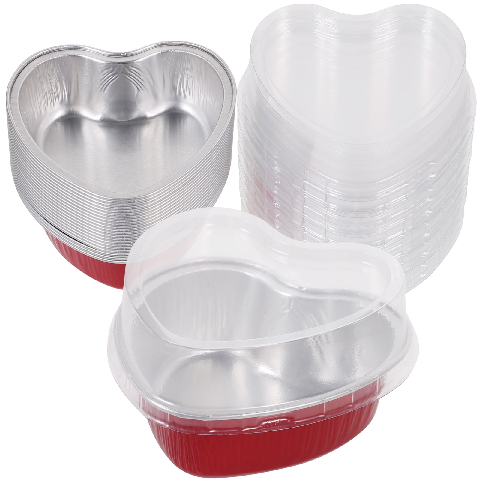 Raindrops Lovely Red Heart-Shaped Cake Holders for Baking with Clear ...