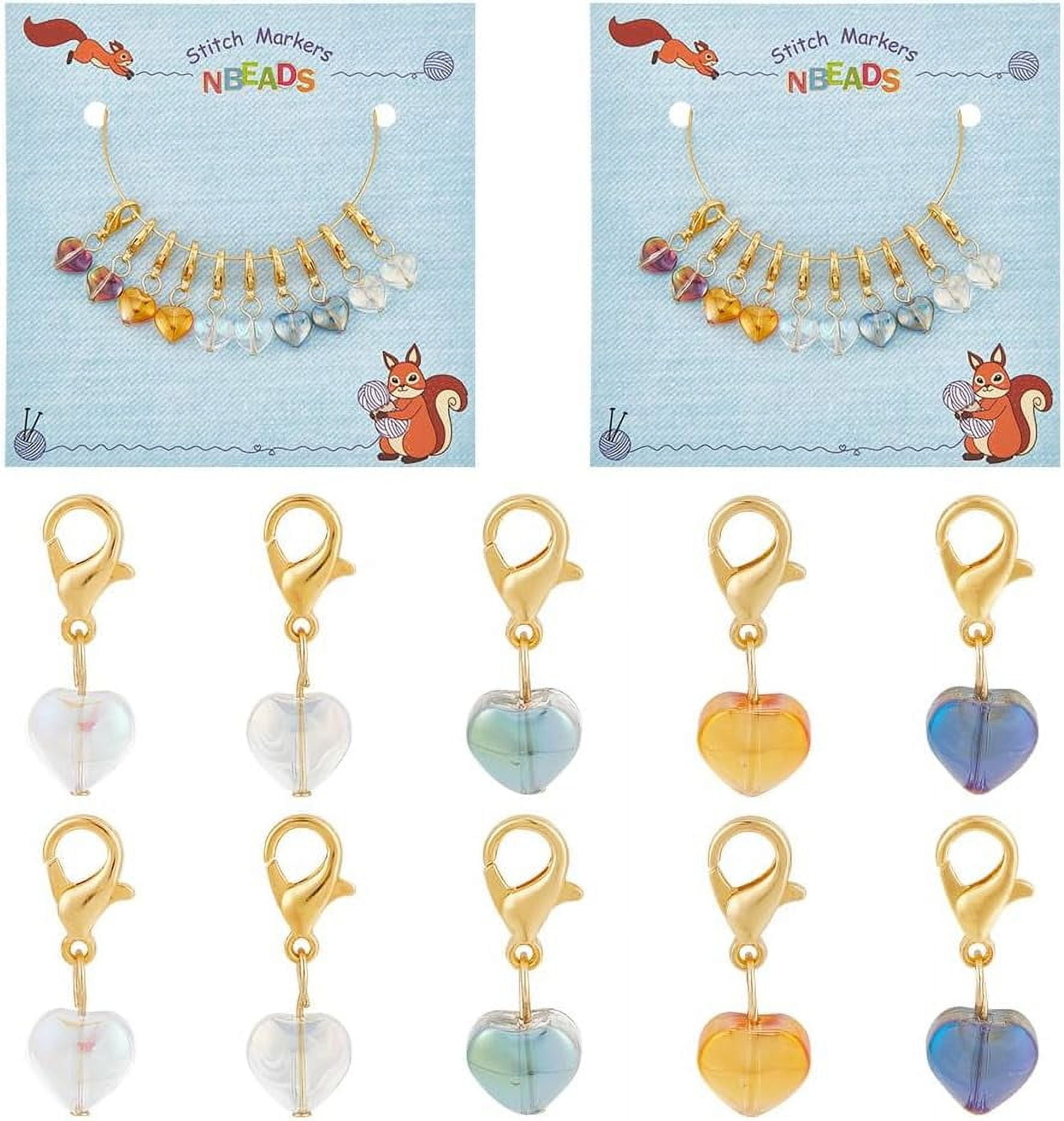 20 Pcs Heart Stitch Markers Glass Alloy Crochet Marker Removable ...