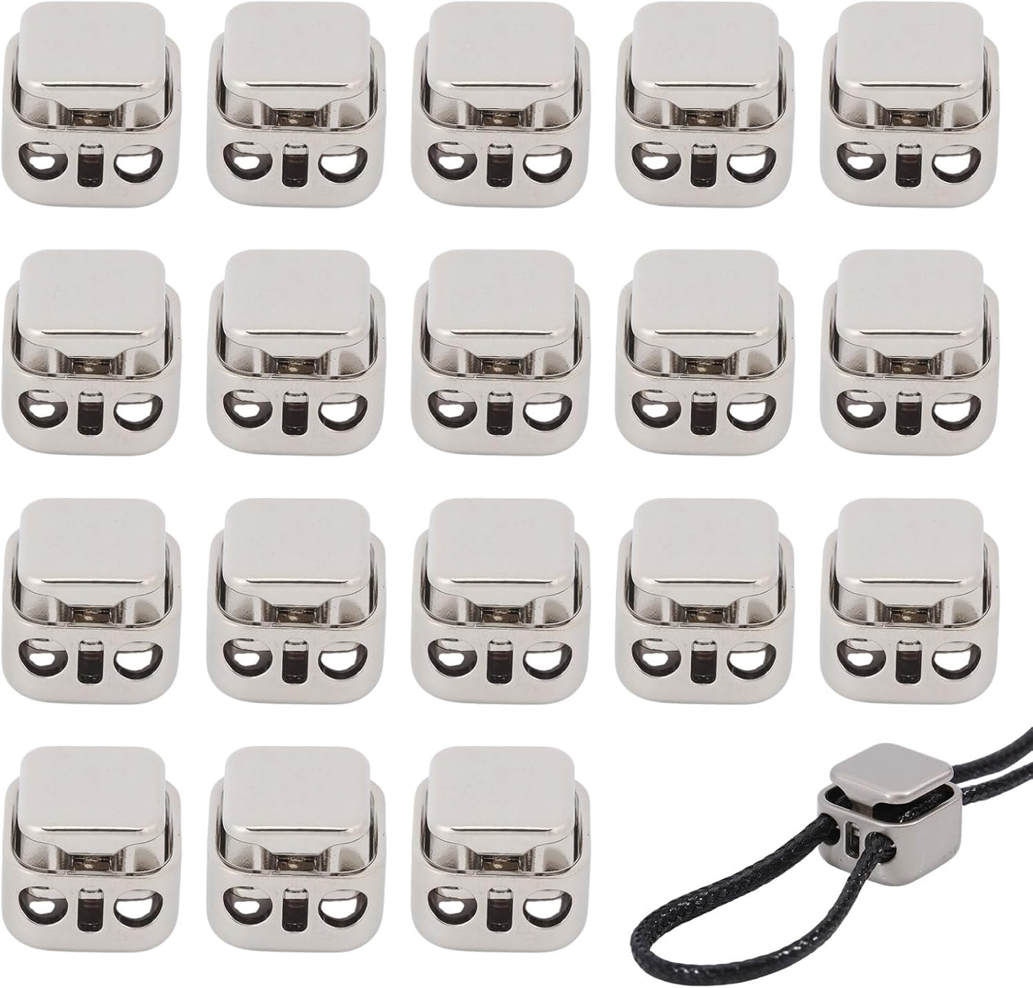 20 Pcs Heavy Duty Cord Locks Alloy Cord Locks Double Hole Cord Lock ...