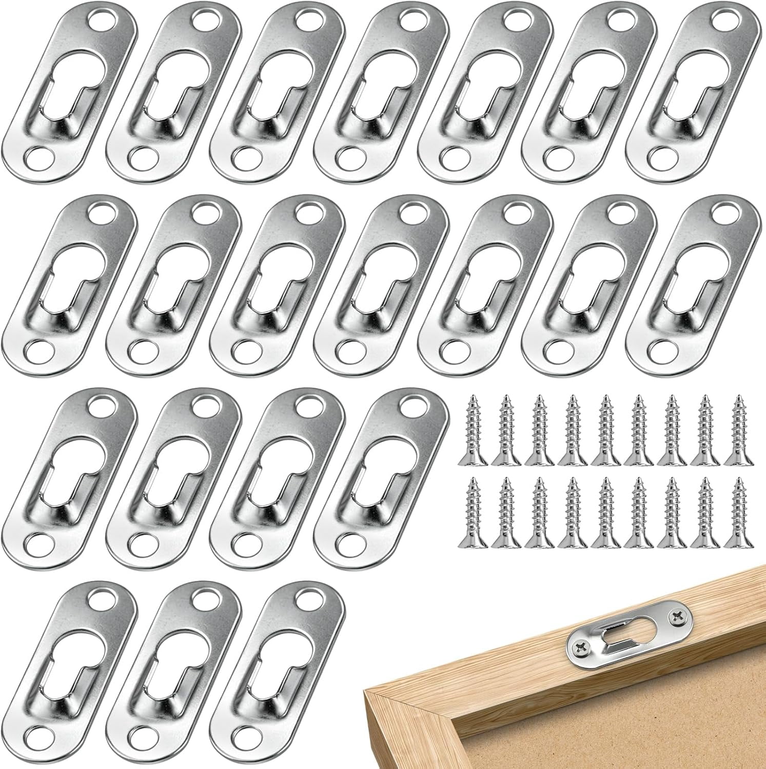 20 Pcs Heavy Duty Picture Frame Hangers, 45x16mm Flush Mount Keyhole ...