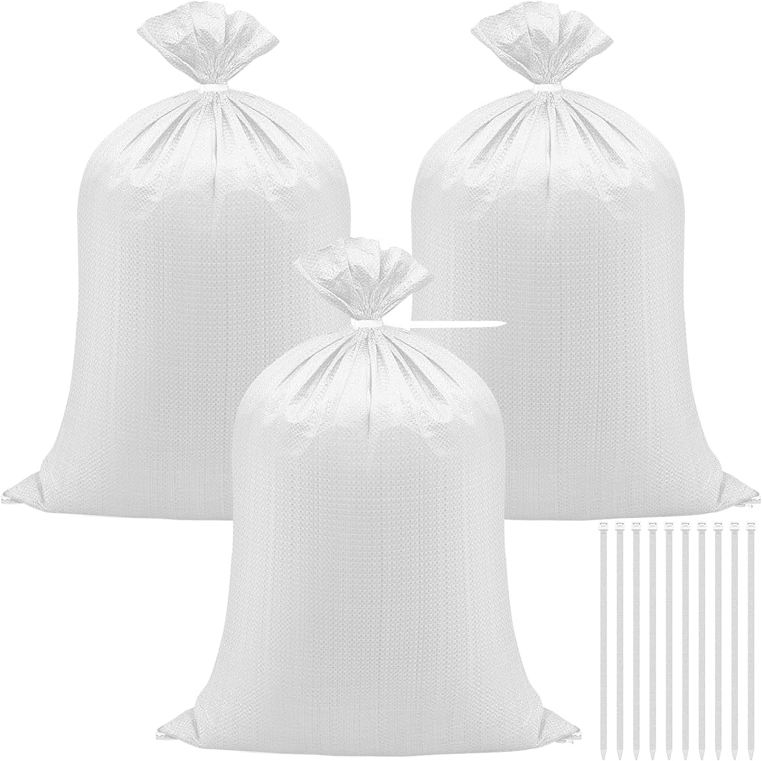 20 Pcs Heavy Duty Sand Bag, 50 x 80cm Woven Rubble Sacks Builders Bags ...