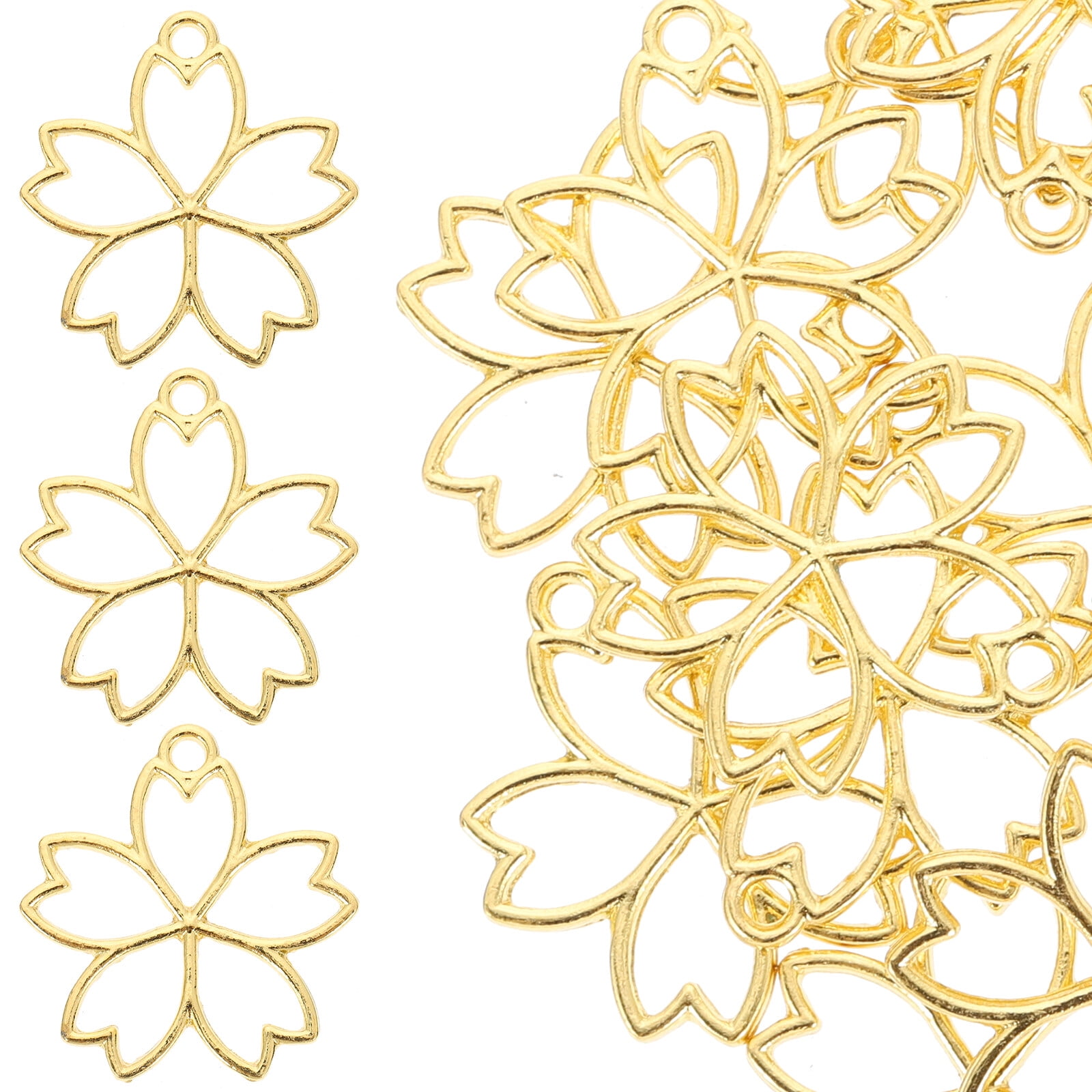 20 Pcs Hollow Bezel Pendants Cherry Blossom Border Charm Frames ...