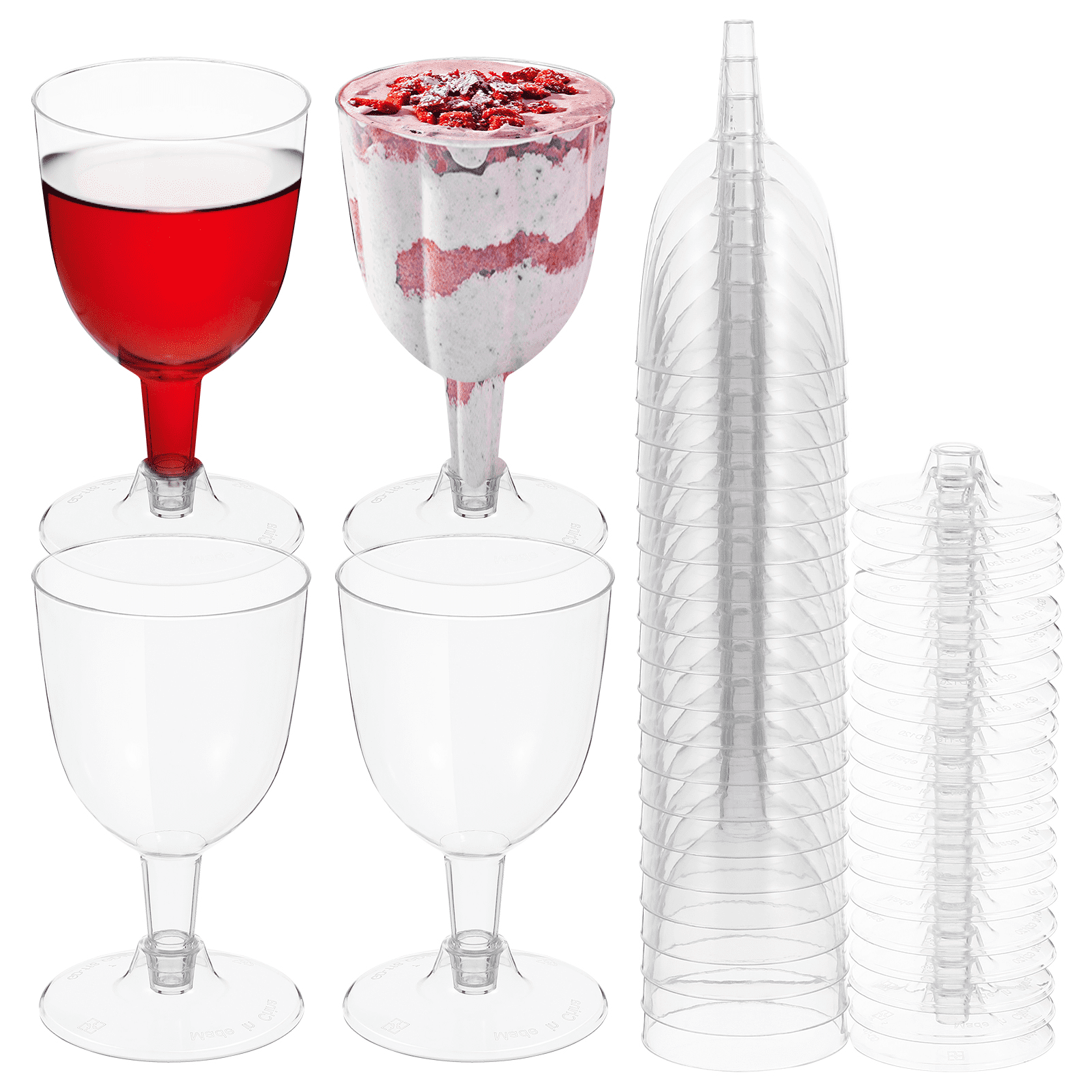 20 Pcs Ice Cream Cocktail Glasses Red Goblets Toasting Flutes Mousse ...