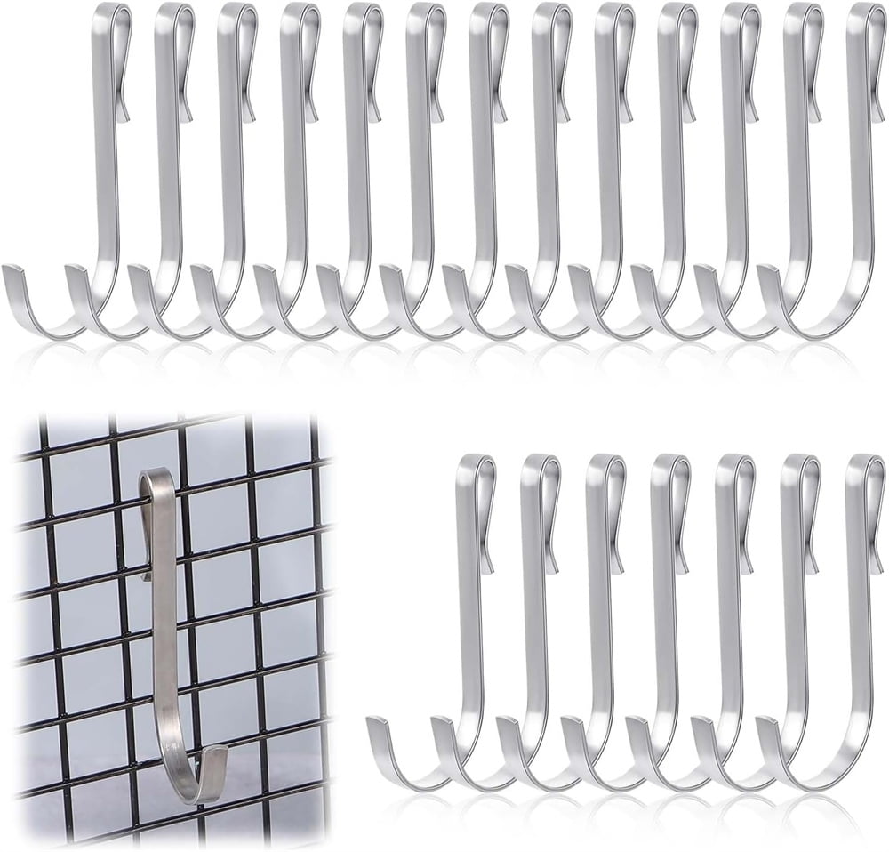 20 Pcs J Shaped Hook, Snap-On Hooks, NOGIS Stainless Steel Clip-on Hook ...