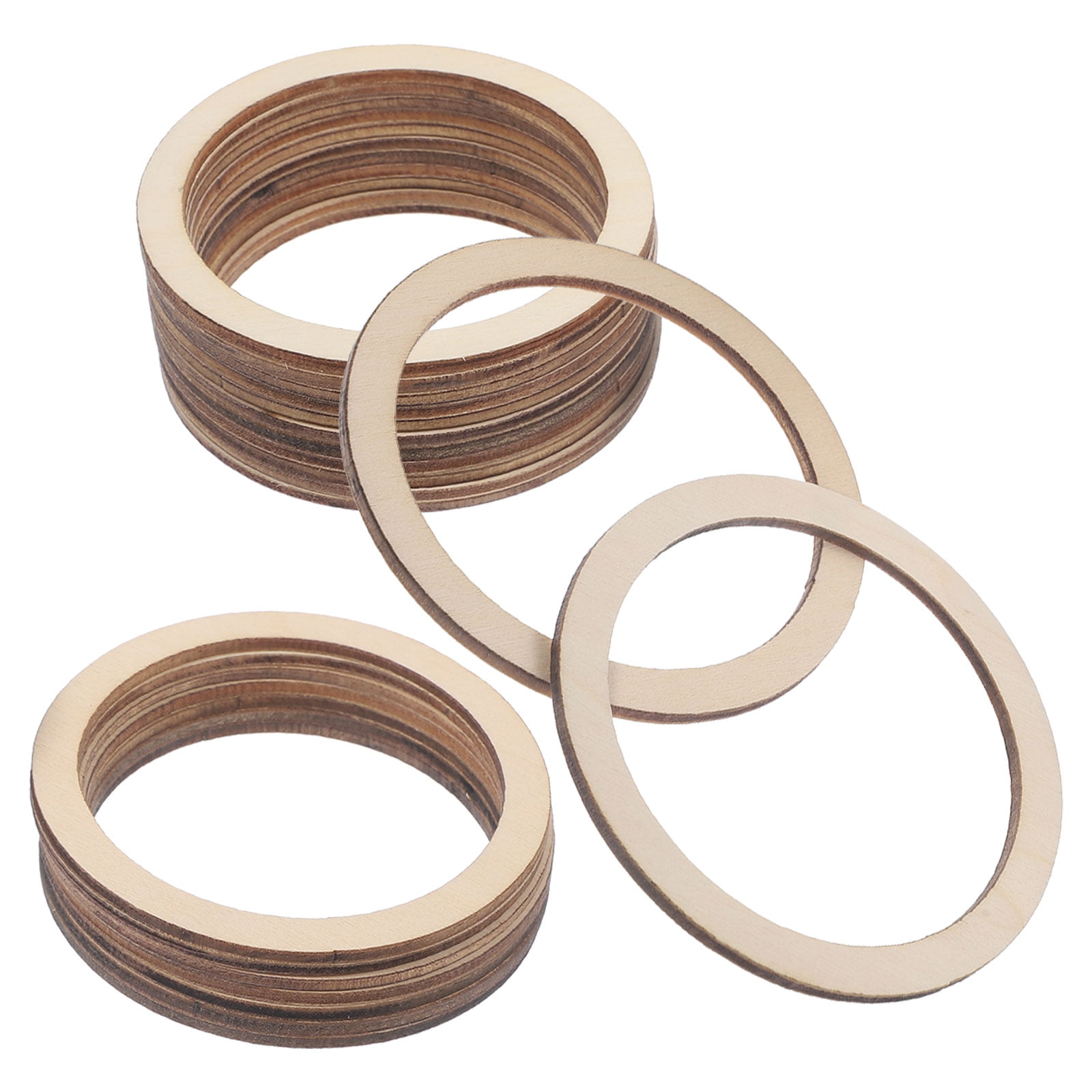 20pcs Natural Wood Rings Unfinished Round Wood Circle for DIY ...