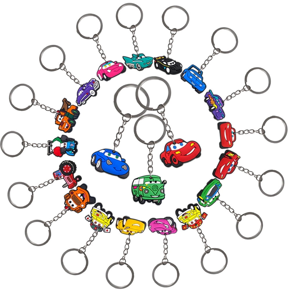 20 Pcs Keychain Cars Party Favor Cute McQueen Keychain Kids Birthday ...