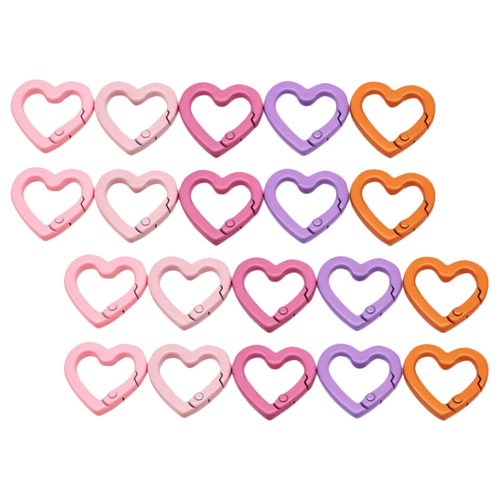 20 Pcs Keychains Peach Heart Spring Buckle Key Chain Connectors 2.55X2 ...