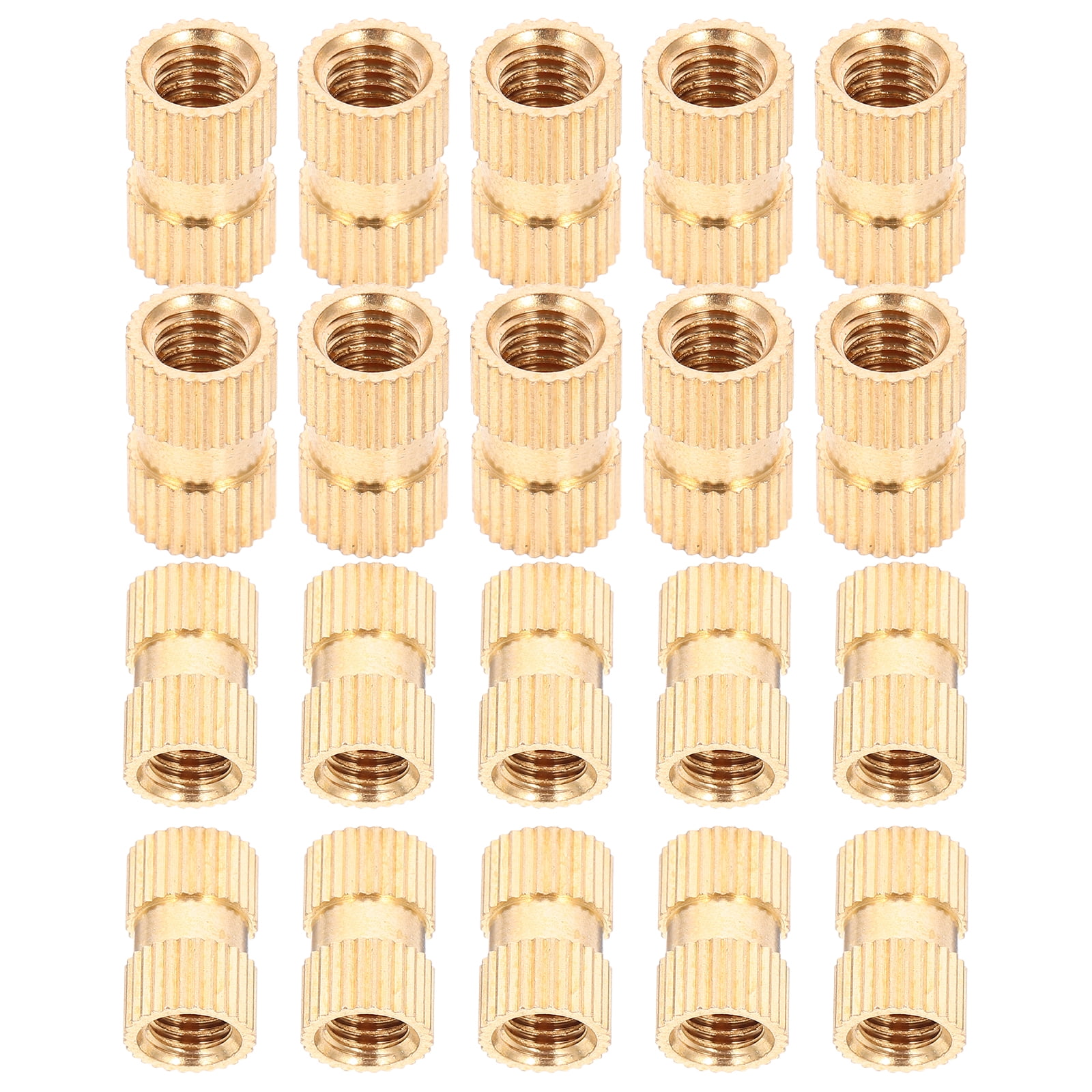 20 Pcs Knurled Nut Nut Inserts Threaded Inserts for Wood Brass Threaded ...