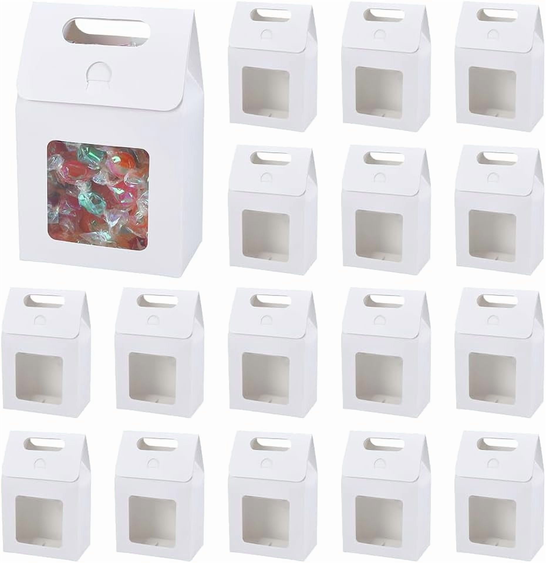 20 Pcs Kraft Paper Boxes with Window Gift Boxes with Handle Cardboard ...