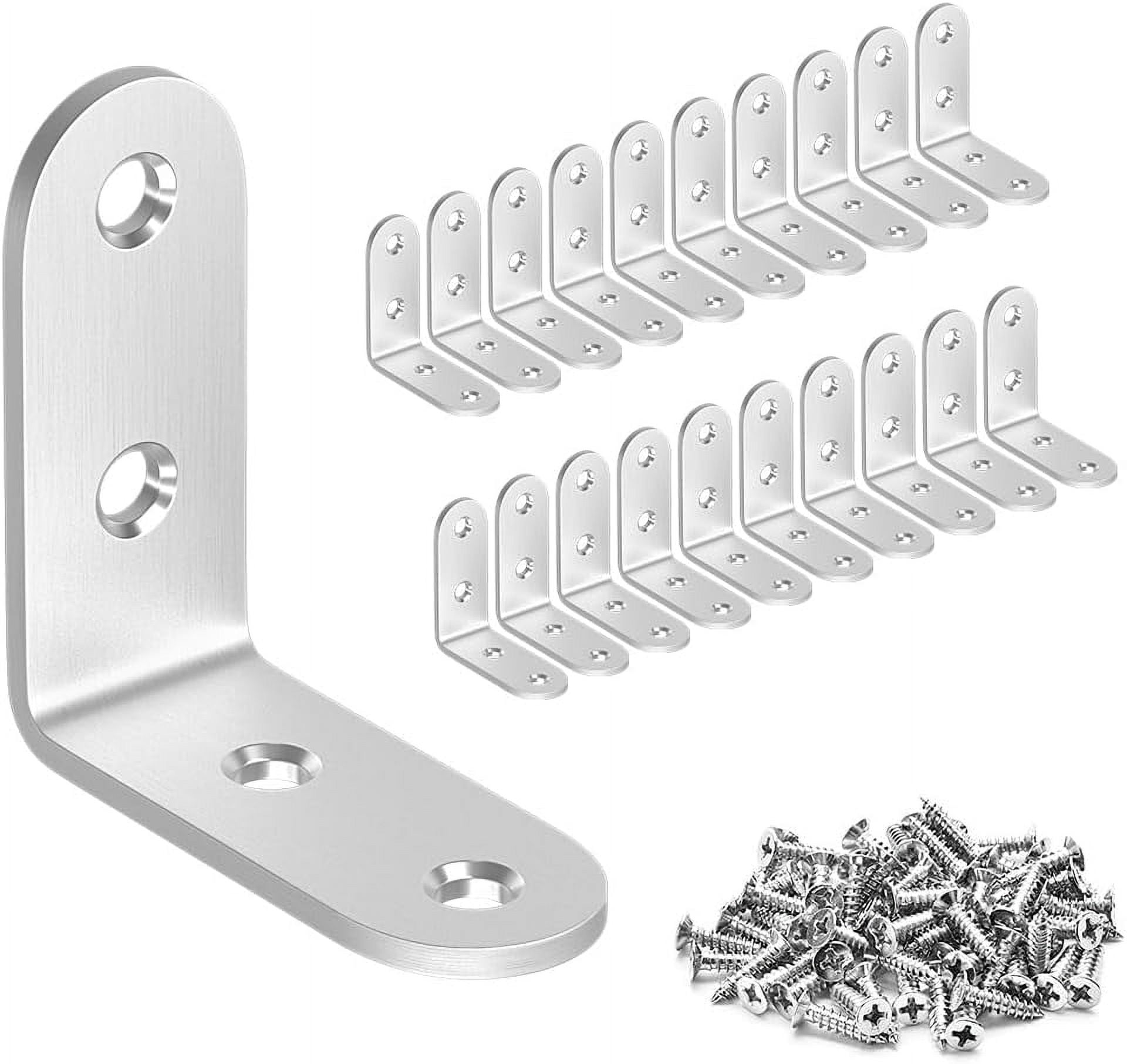20 Pcs L Bracket Stainless Steel Corner Brace 1.57 x 1.57 inch Right ...