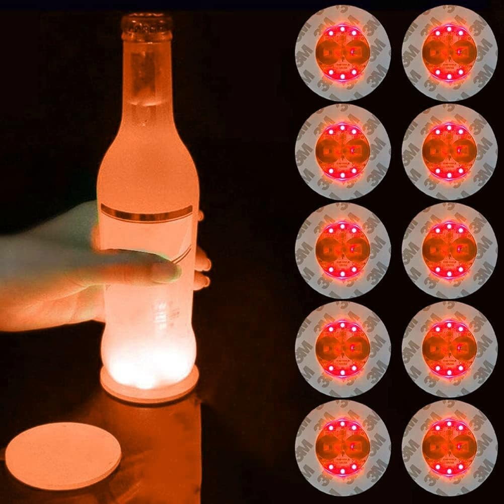 20 Pcs LED Bottle Lights Cup Holder Lights LED Sticker Coaster Lights ...