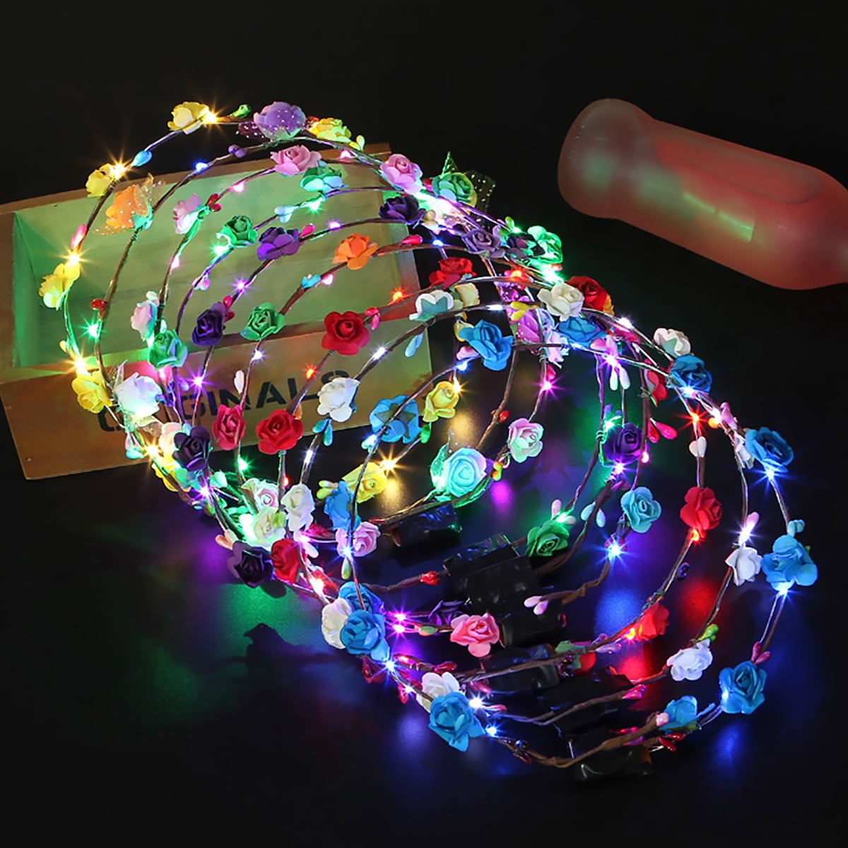 20 Pcs LED Flower Crowns Headbands, Women Glowing Floral Wreath Crowns ...
