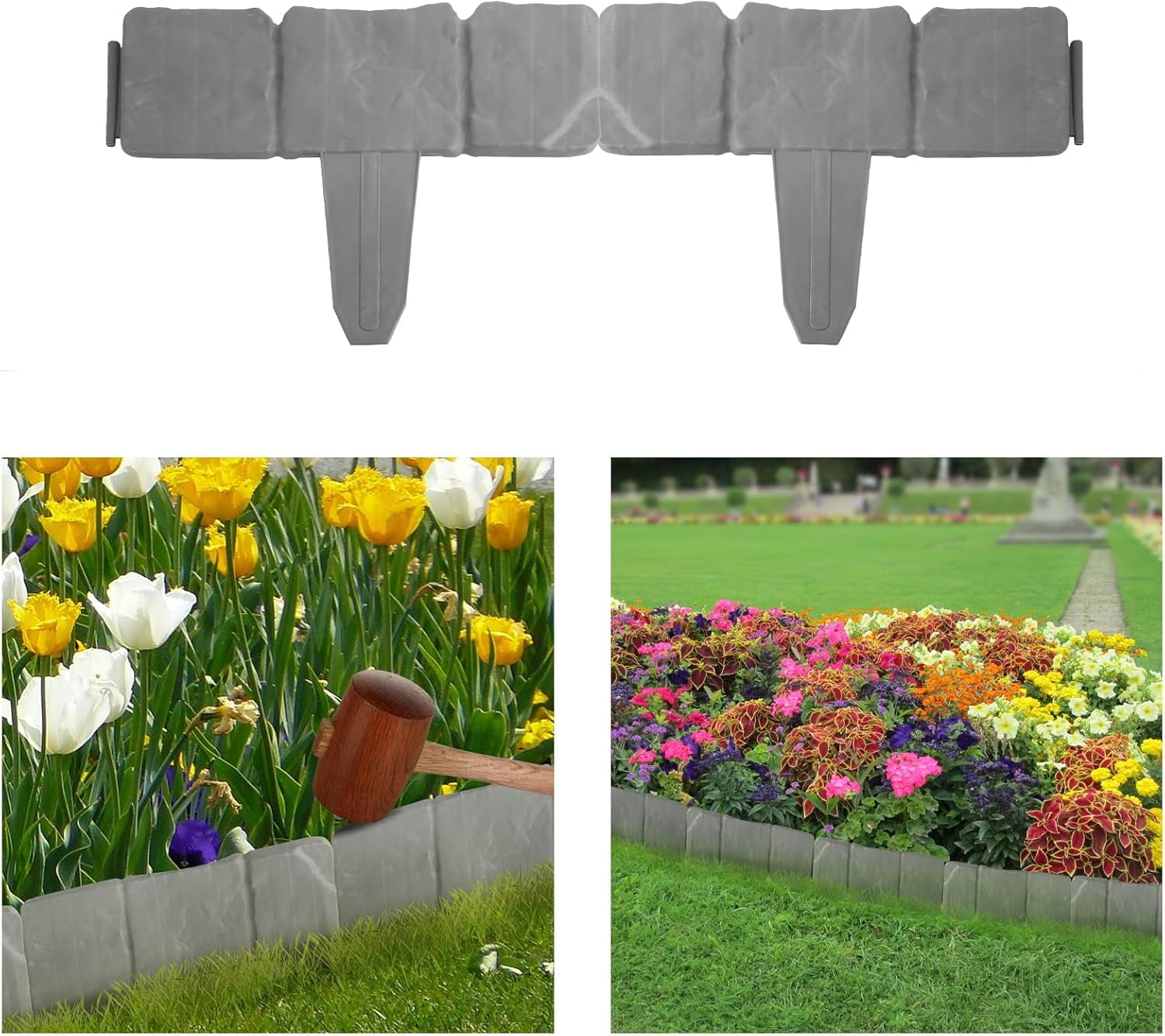 20 Pcs Landscape Edging Garden Edging Border，Cobbled Stone Effect ...