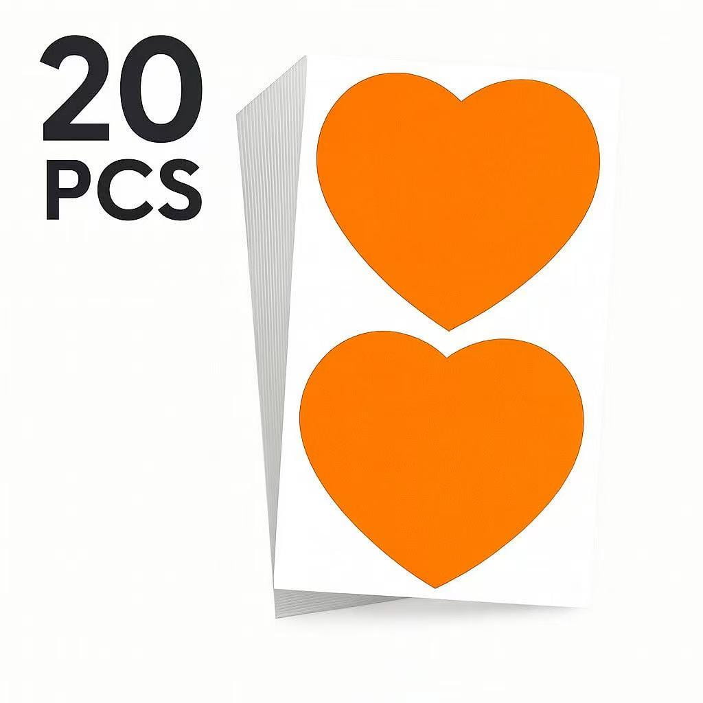 20 Pcs Large Orange Heart-Shaped Name Stickers for Kids, Strong ...