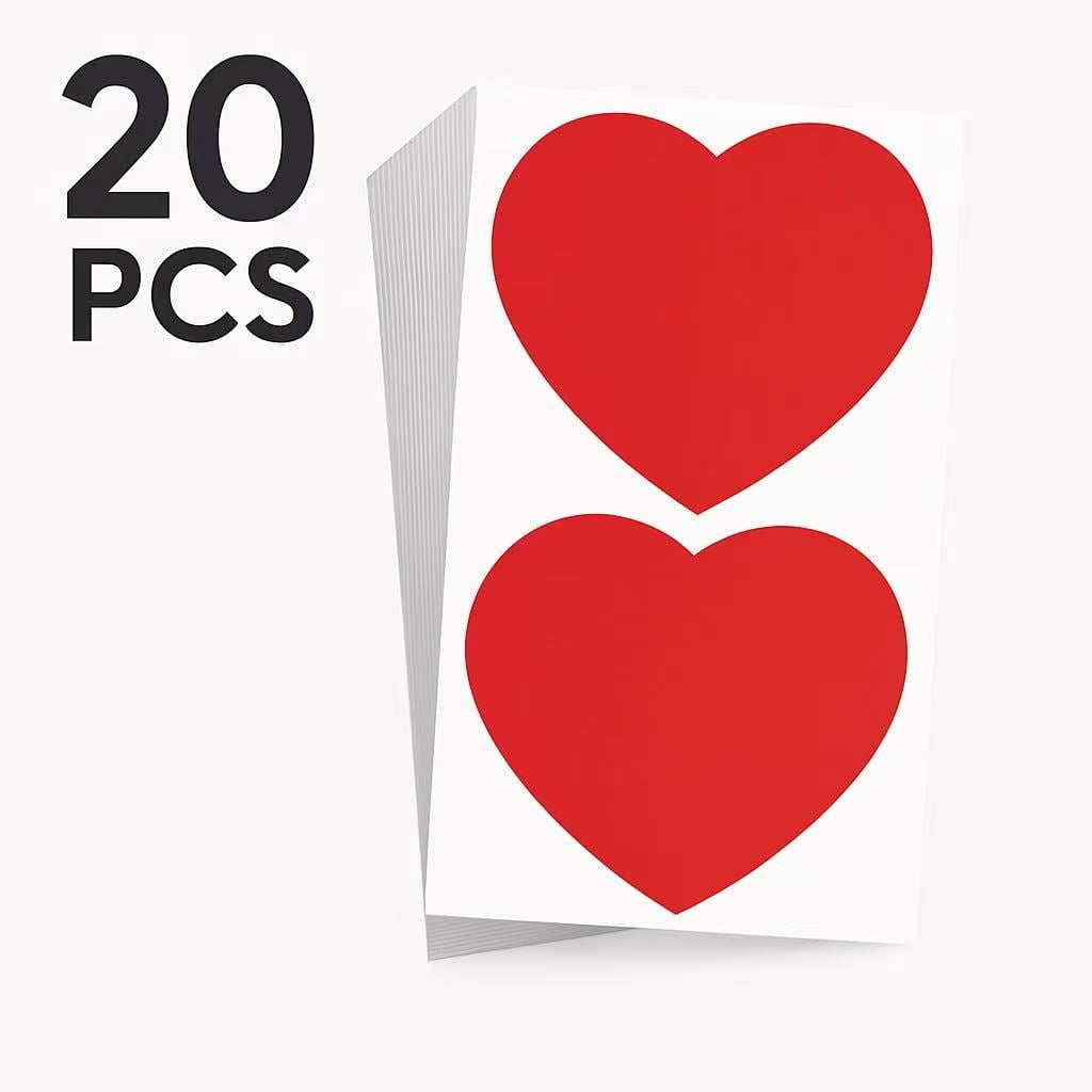 20 Pcs Large Red Heart Stickers (3.7 x 3.9 Inch) for Kids – Big ...