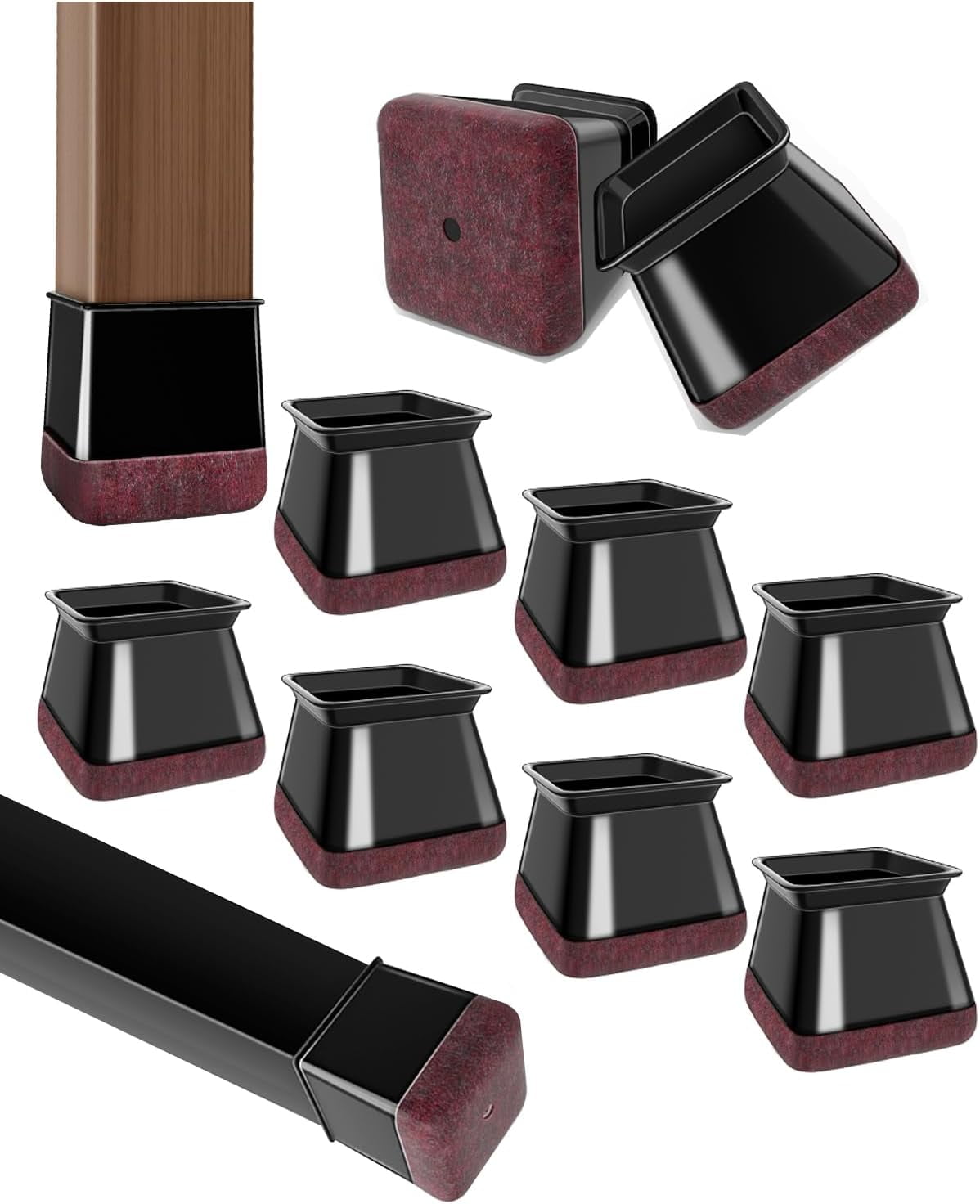 20 Pcs Large Square Clear Chair Leg Floor Protectors for Hardwood ...