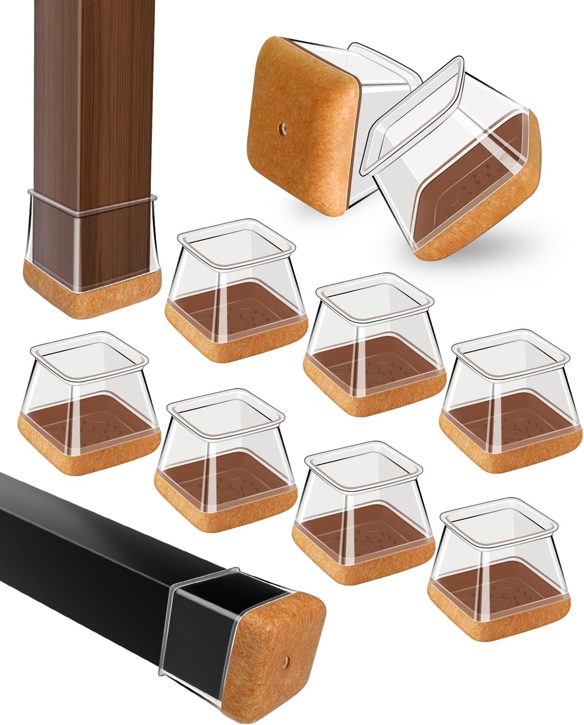 20 Pcs Large Square Clear Chair Leg Floor Protectors for Hardwood ...