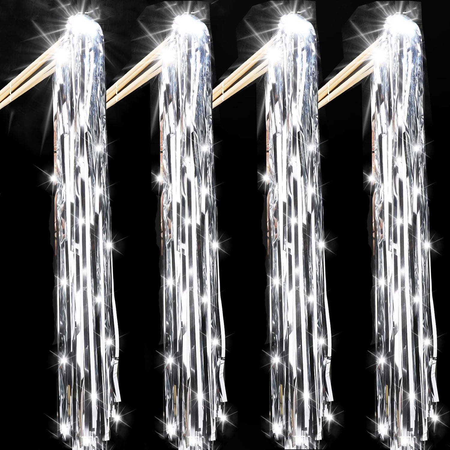 20 Pcs Light Up Fairy Ribbon Wands,Bexikou Lighted Wedding Fairy Wands ...