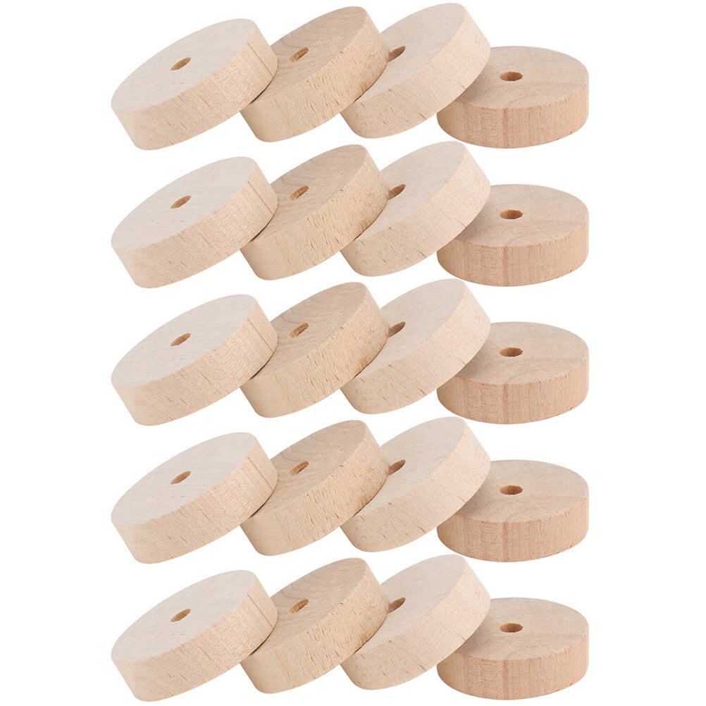 Qiysamall 20 Pcs Log Wheel Small Wooden Wheels Playset for Kids Art ...