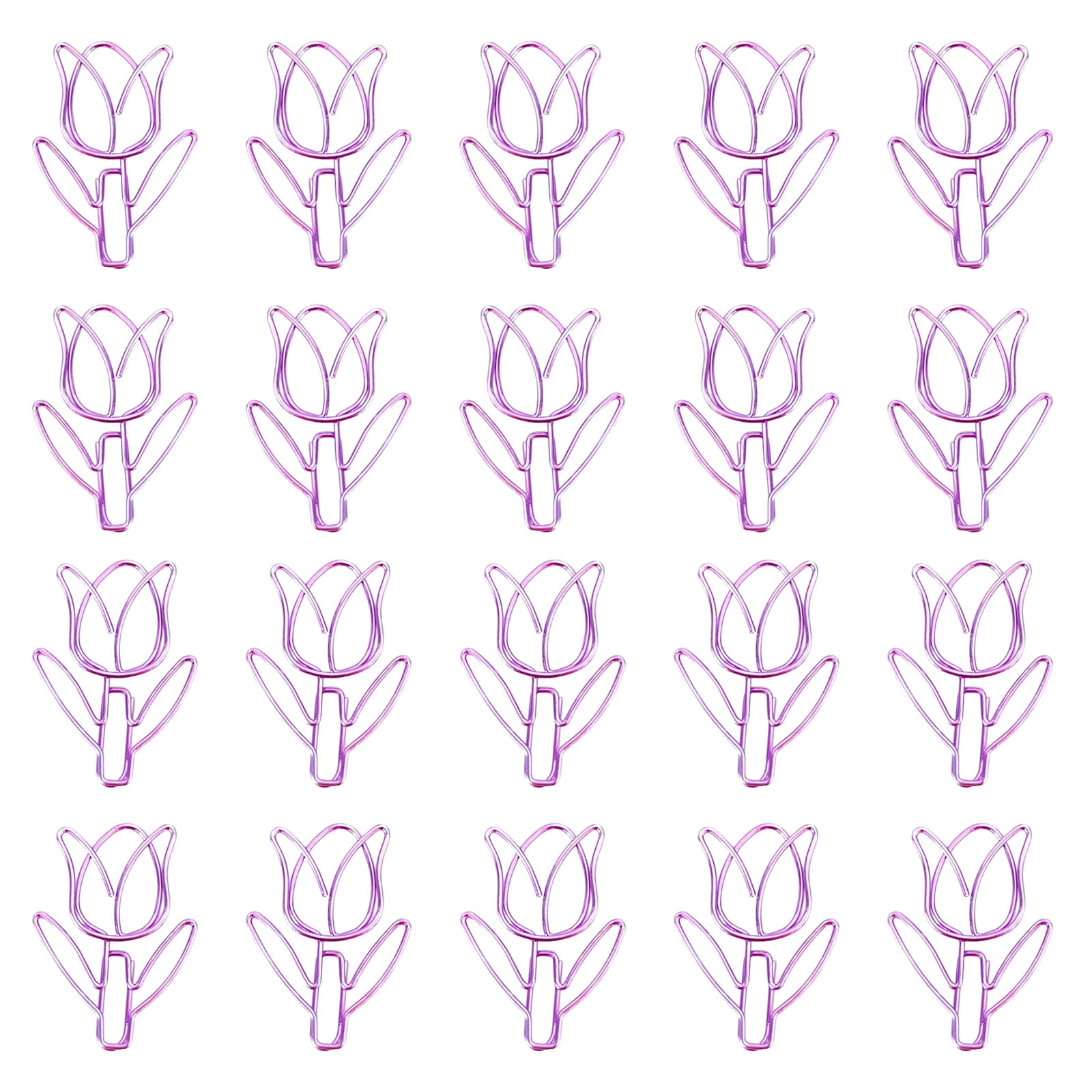 20 Pcs Lovely Decorative Paper Clips Tulips Shape Bookmarks Metal ...