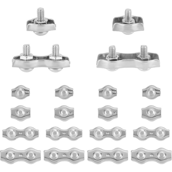20 Pcs M2 304 Stainless Steel Wire Rope Clip Cable Clamp Duplex 2-Post ...