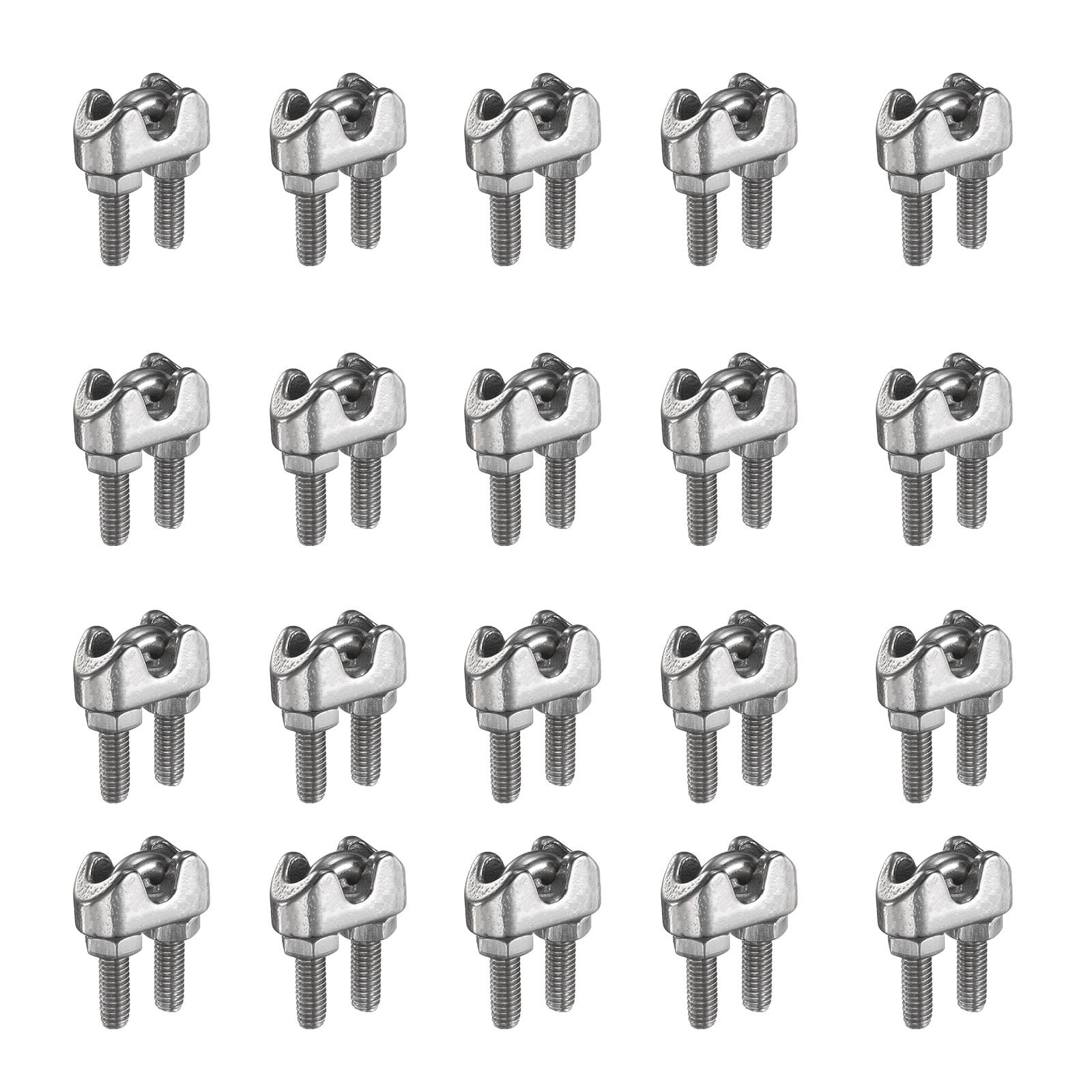 20 Pcs M3 1/8" Wire Rope U-Bolt Cable Clamps Saddle Fastener FOR Wire ...