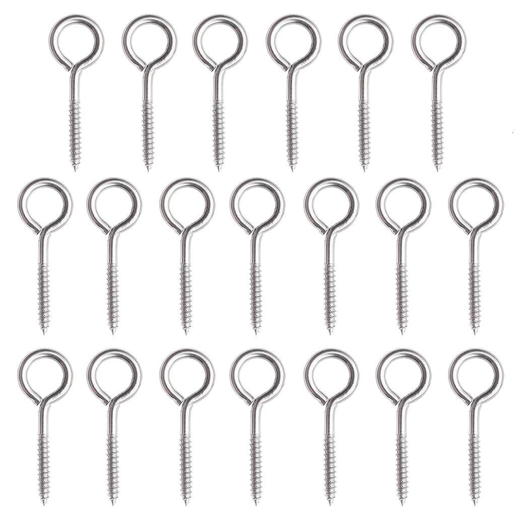 20 Pcs M3/M4/M5 Stainless Steel Eye Screws Hooks Metal Cup Hooks Screw ...