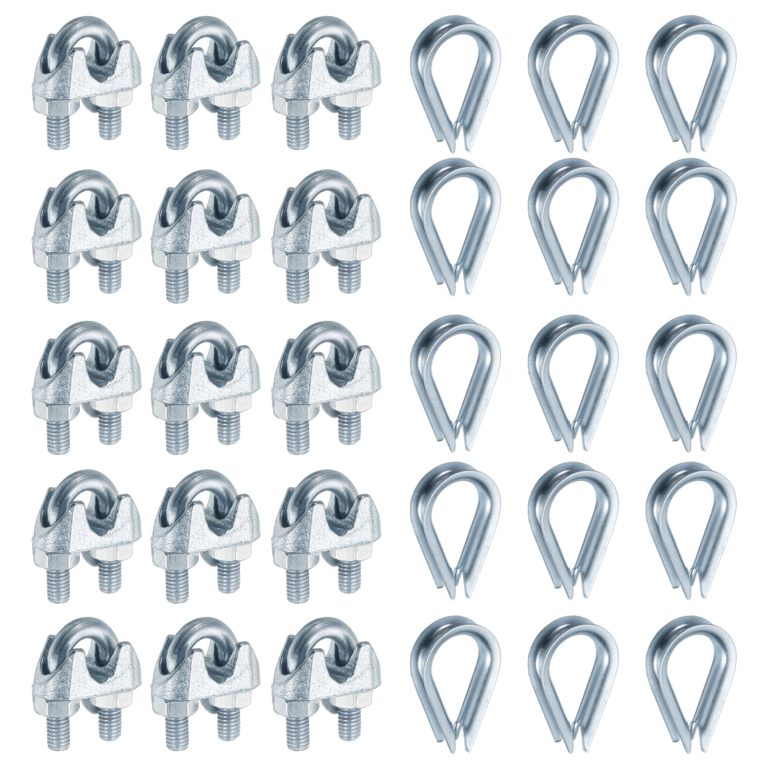 20 Pcs M6 Steel Wire Rope Clip Clamps and Thimble Set, 5/16" Wire Rope ...