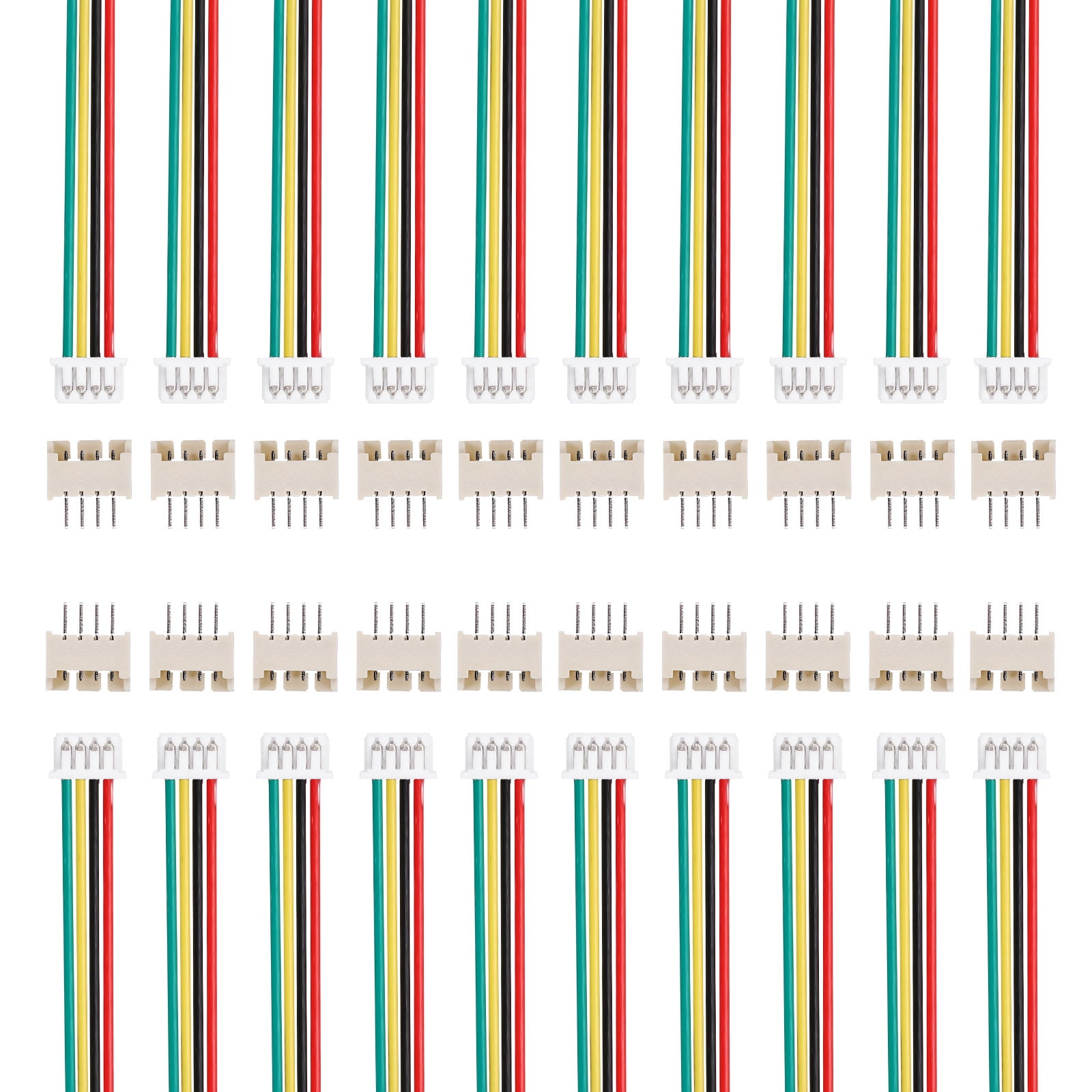 20 Pcs MX 1.25mm 4 Pin Single Head Male Connector Plug with 28 AWG ...