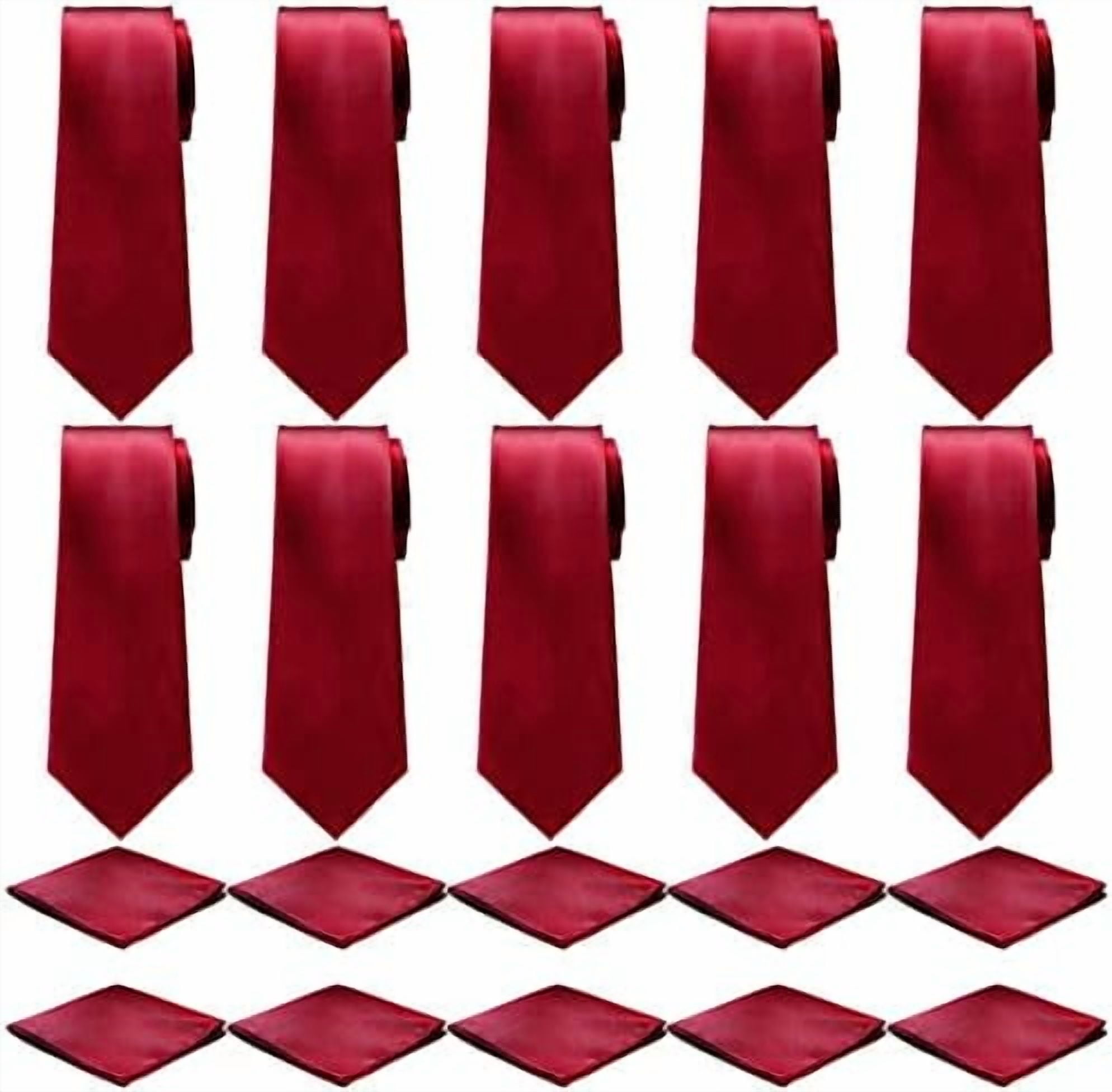 20 Pcs Men Tie and Pocket Square Set Satin Formal Solid Ties for Men Pocket Square Handkerchief ...