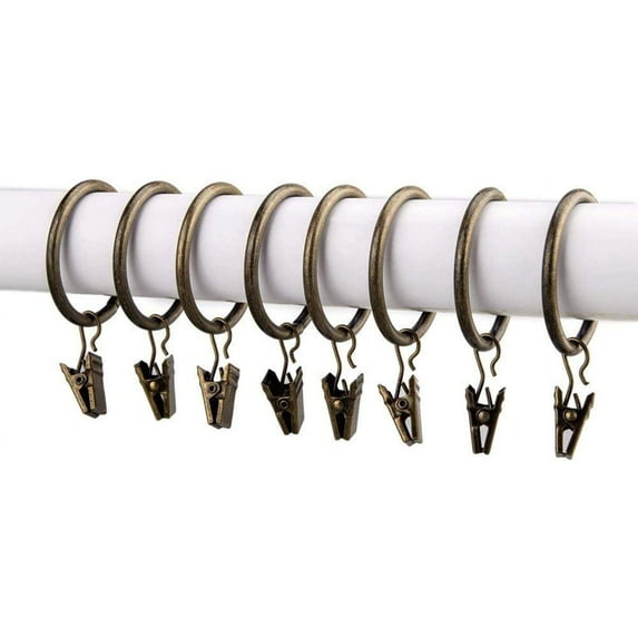 20 Pcs Metal Curtain Rings with Clips Drapery Rings Curtain Clips ...