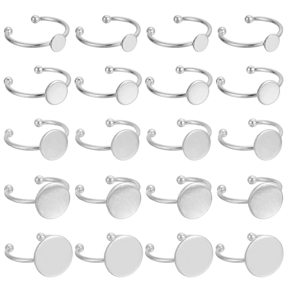 20 Pcs Metal Ring Base Blank, 6/8/10/12/14mm Adjustable Pad Cabochon ...