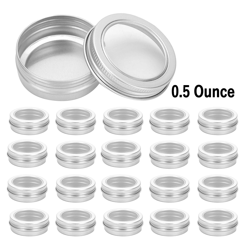20 Pcs Metal Tin Cans Round Empty Containers with Clear Top for ...