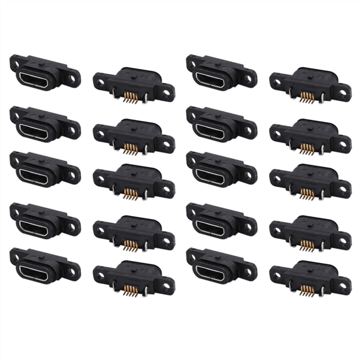 20 Pcs Micro-USB 5Pin Charging Jack Socket Dock Port 5P IP67 Waterproof ...
